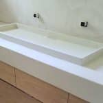 Shallow Concrete Trough Vessel Sink with Countertop - Concrete Designs