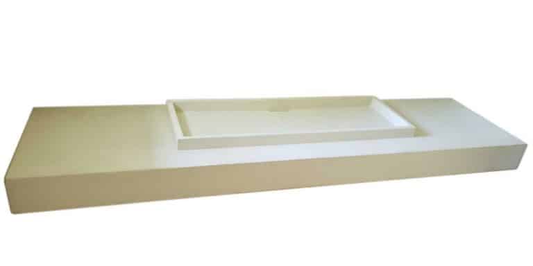 Shallow Concrete Trough Vessel Sink with Countertop - Concrete Designs